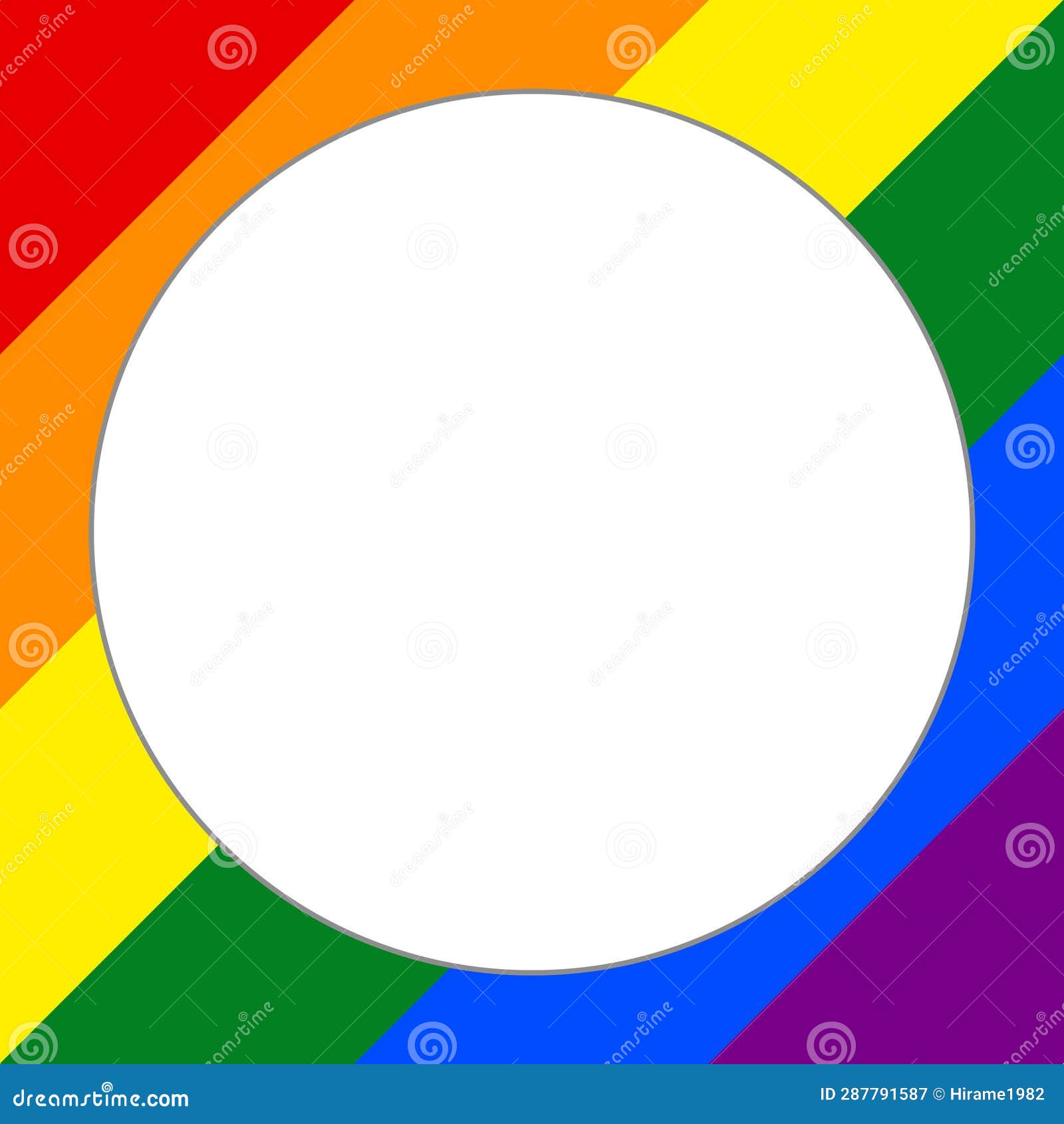 LGBT Pride Frame with White Circle for Note Background. LGBTQ+ Rainbow ...