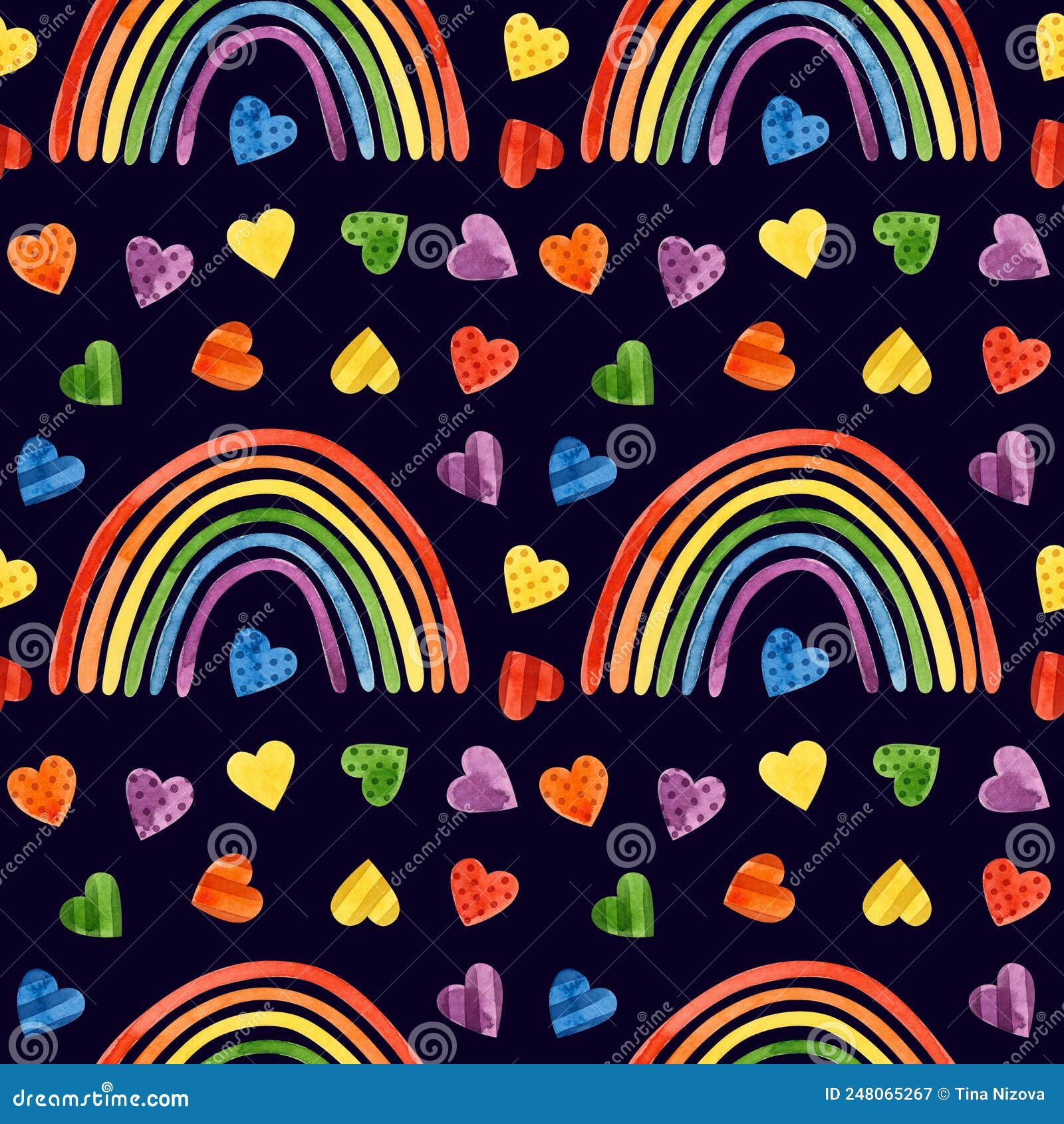 Lgbt Pride Month Seamless Pattern Lgbt Art Rainbow Watercolor Clipart