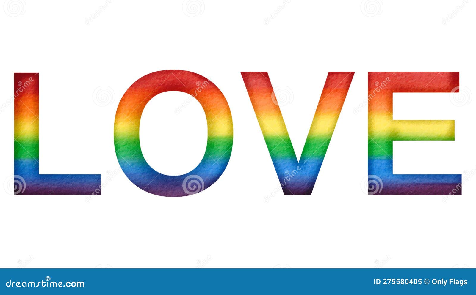 Lgbt Pride Month Watercolor Texture Concept Rainbow Love Text Vector