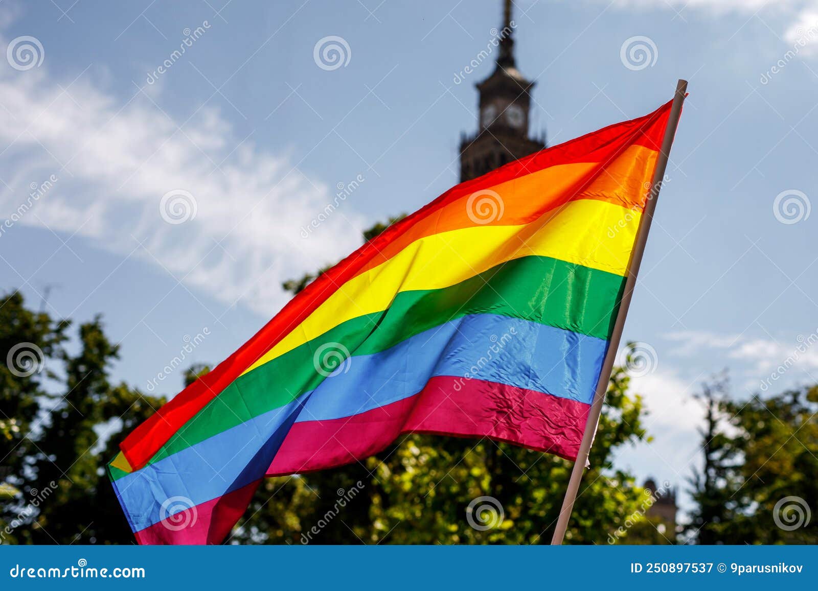 Lgbt Pride Rainbow Flag during Parade in the City . Stock Image - Image ...