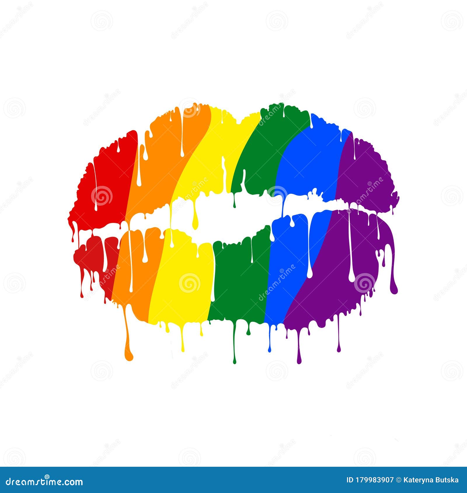 Lgbt Pride Sign In Vector Format Rainbow Lips Kiss Illustration
