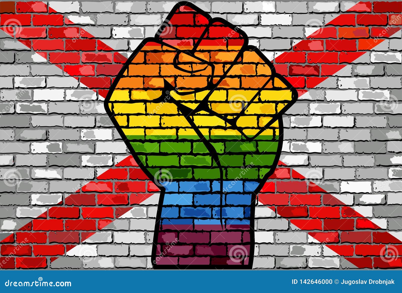 Lgbt Protest Fist On A Alabama Brick Wall Flag Stock Vector