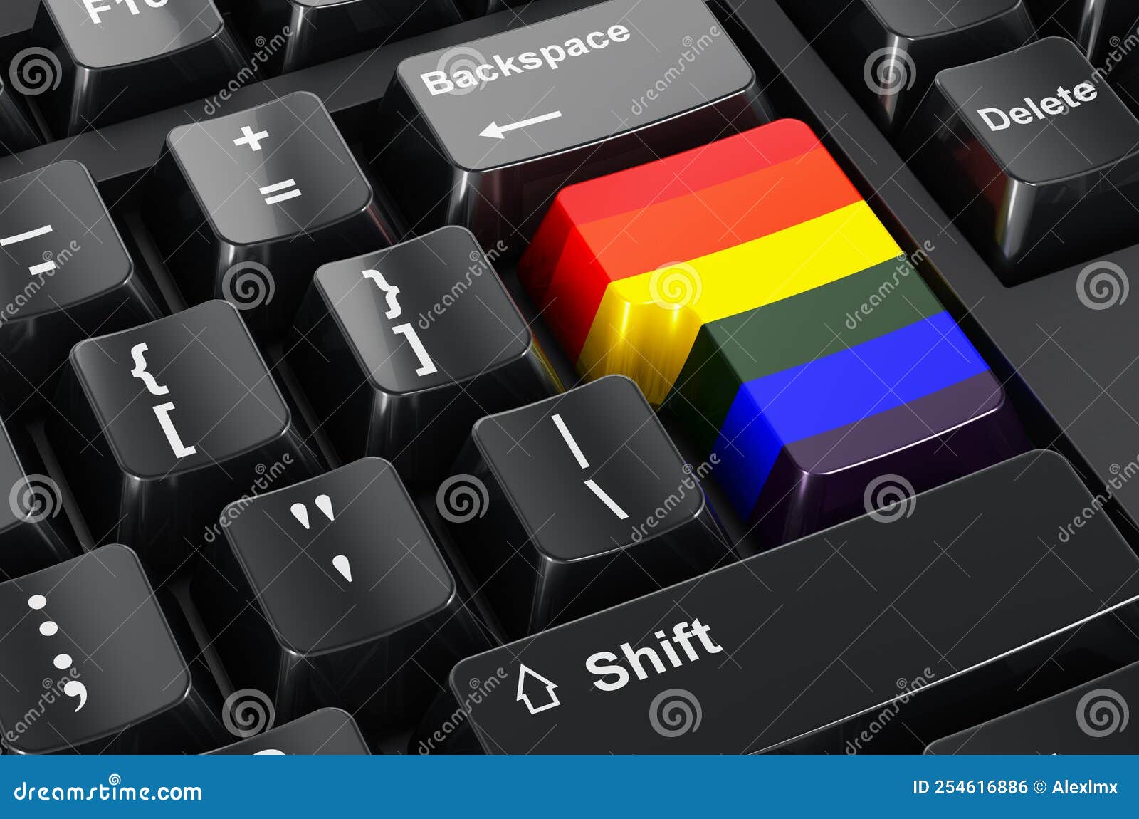 LGBT Rainbow Flag Painted on Computer Keyboard. 3D Rendering Stock ...