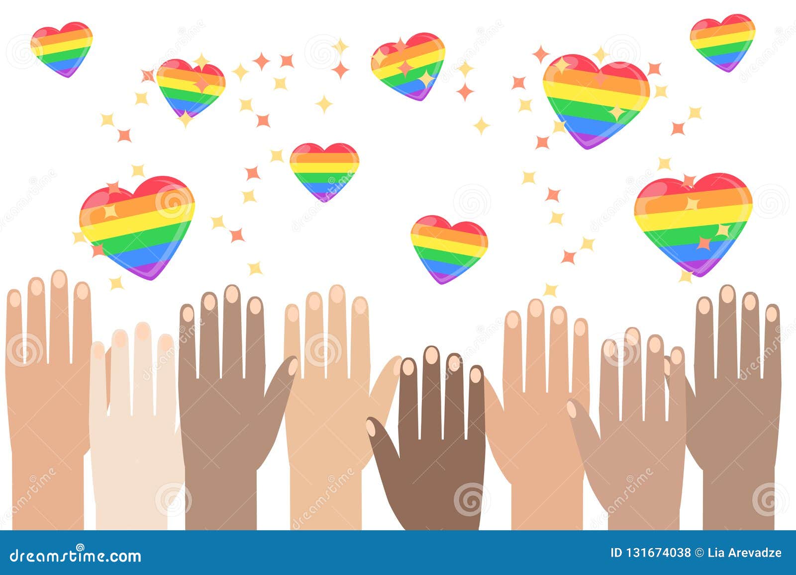Lgbt Rainbow Hearts Celebrating Gay People Rights Same Sex Love