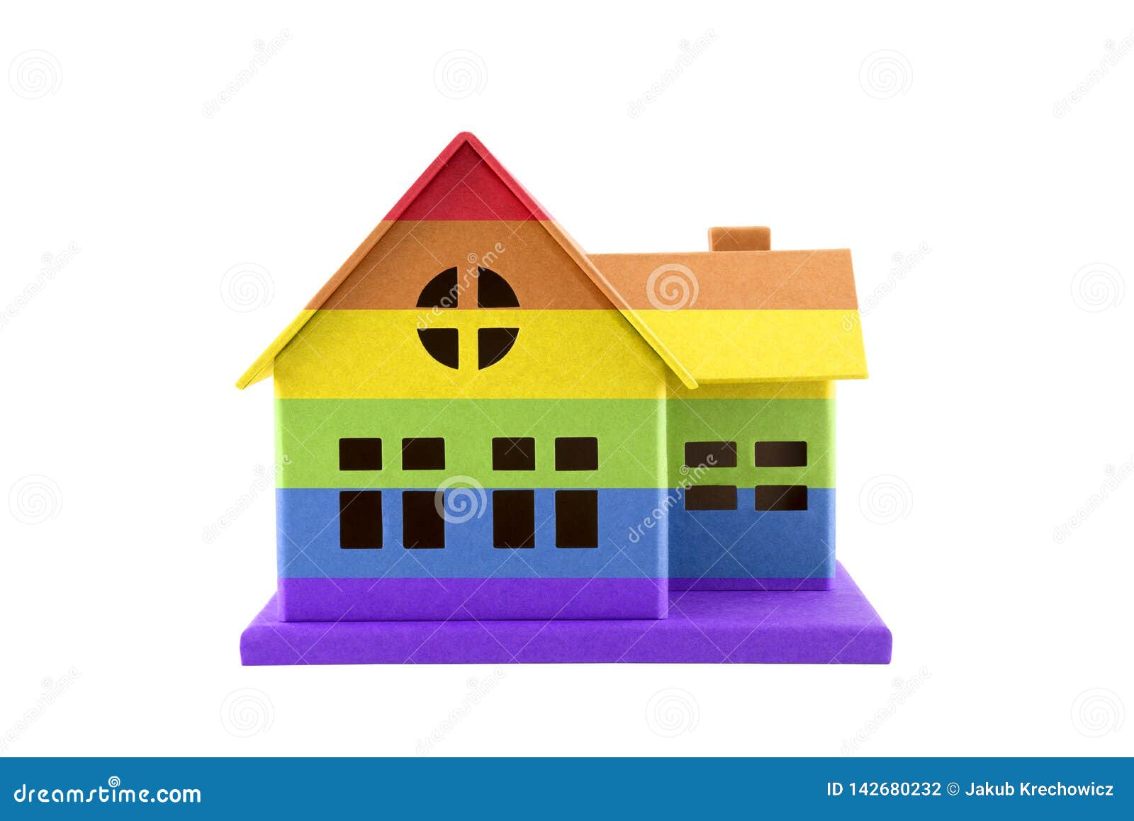 LGBT Rainbow House Isolated on White with Clipping Path Stock Photo ...