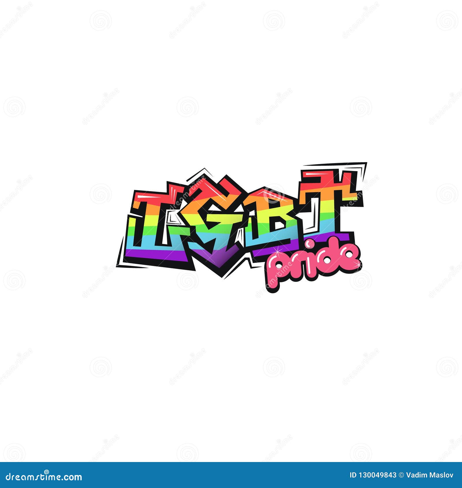 Lgbt Rainbow Lettering Icon Lgbt Pride Symbol Graffiti Style Stock