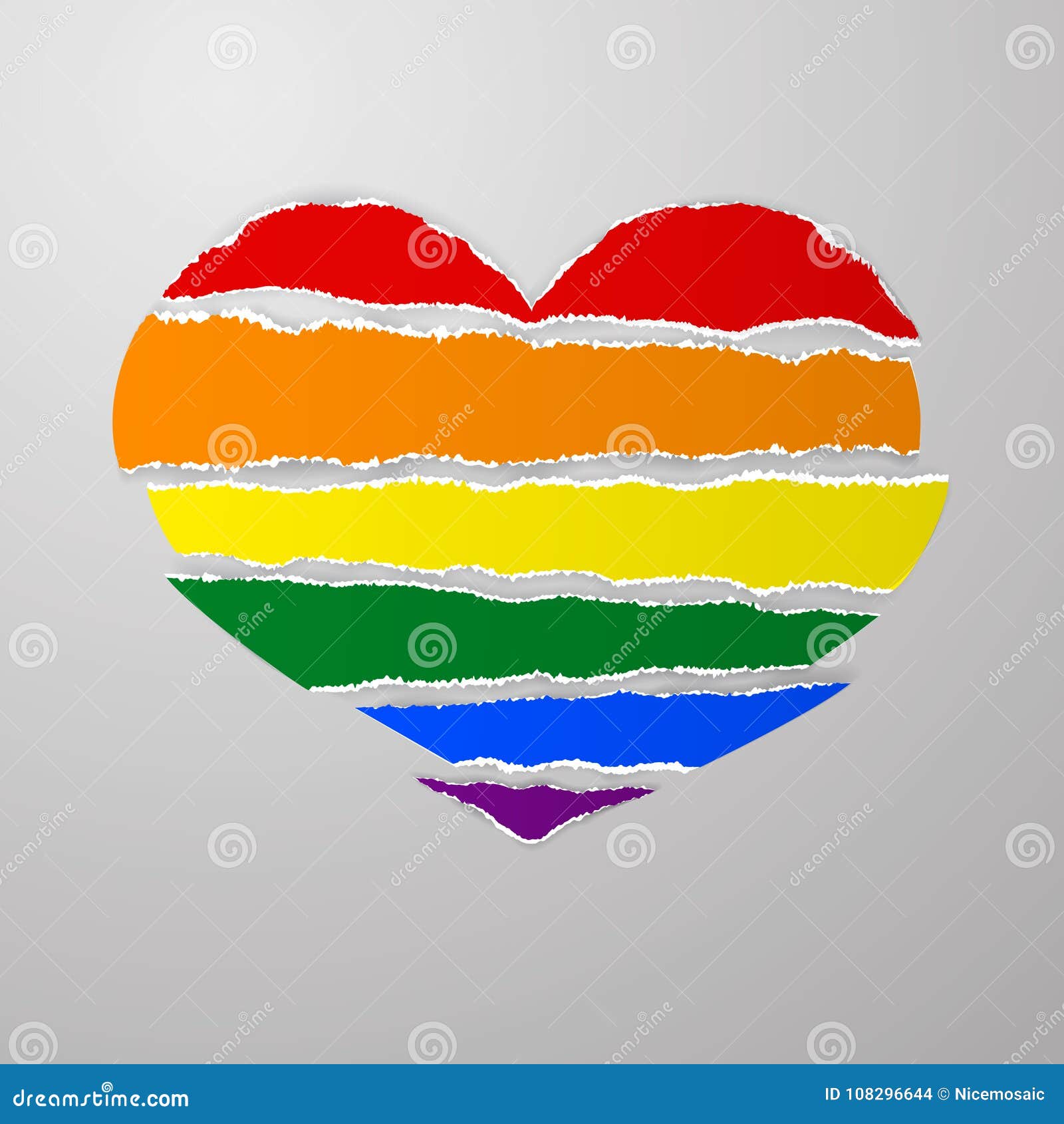 Lgbt Rainbow Pride Flag Like Torn Paper Stripes With Ragged Uneven