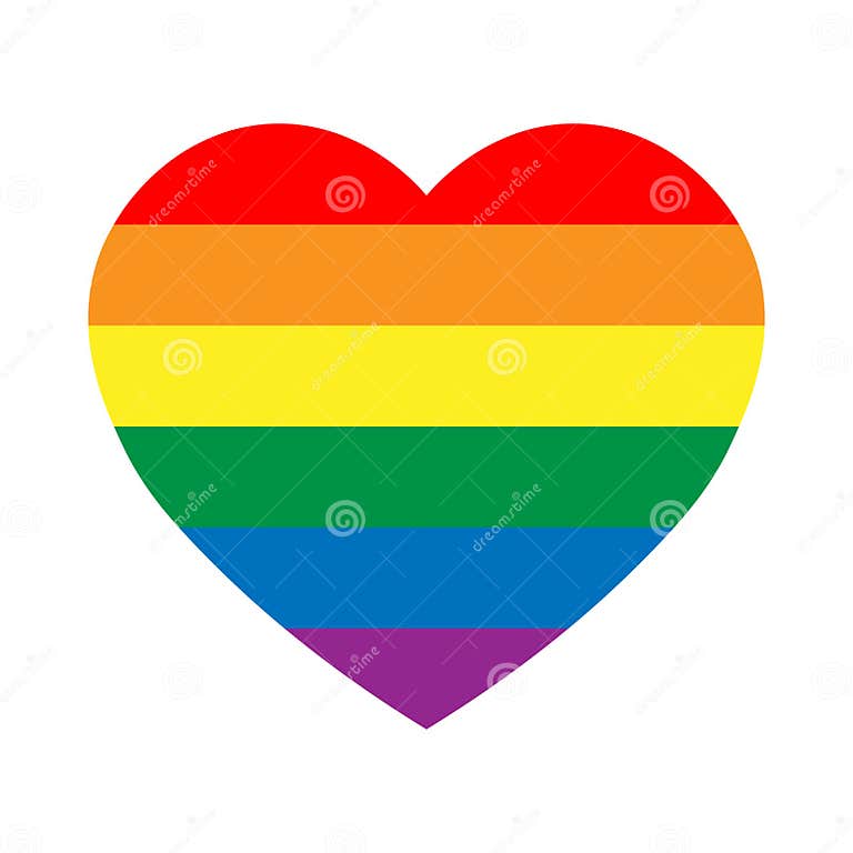 Lgbt Rainbow Pride Flag In A Shape Of Heart Lesbian Gay Bisexual