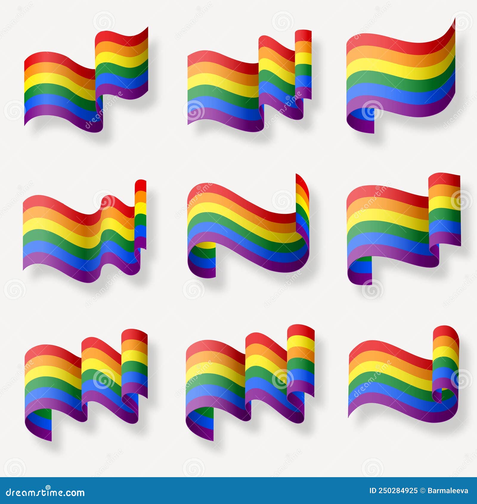 The Lgbt Rainbow Realistic Waving Flags Set Of Colorful Flags Pride