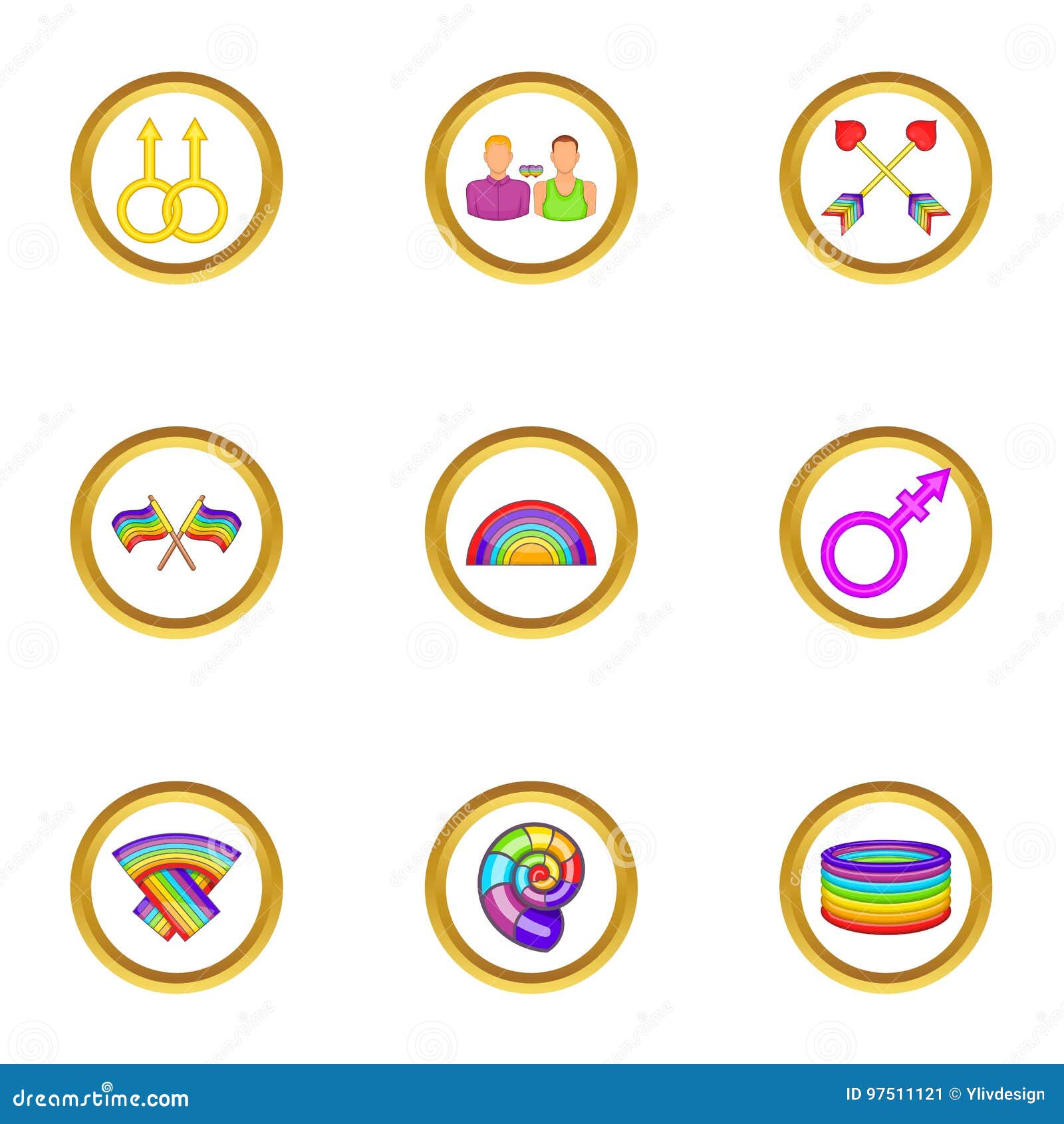 Lgbt Rights Icons Set, Cartoon Style Stock Vector - Illustration of ...