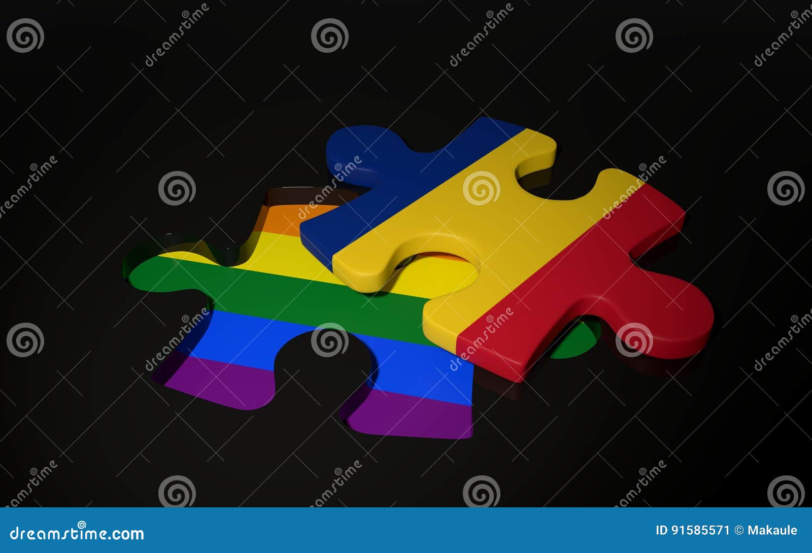 LGBT and Romania Flag Like a Puzzle Piece. Stock Illustration ...