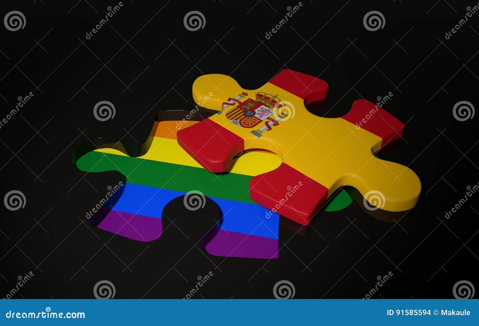 LGBT and Spain Flag Like a Puzzle Piece. Stock Illustration ...