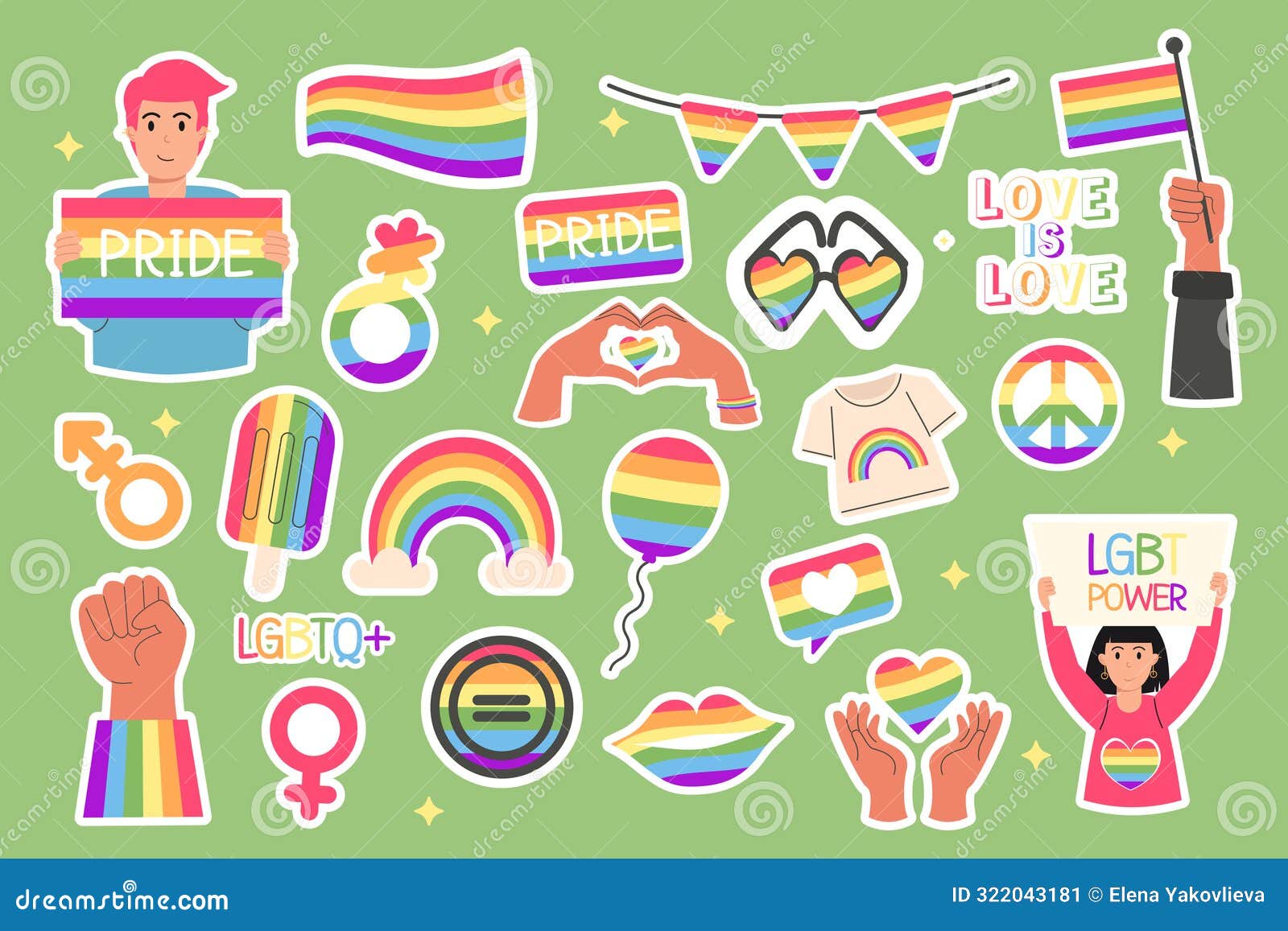 Lgbt Stickers Collection Pride Month Flat Style Stock Vector ...
