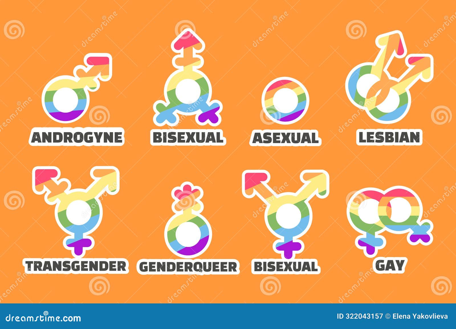 LGBT Symbols Collection Stickers Stock Vector - Illustration of proud ...