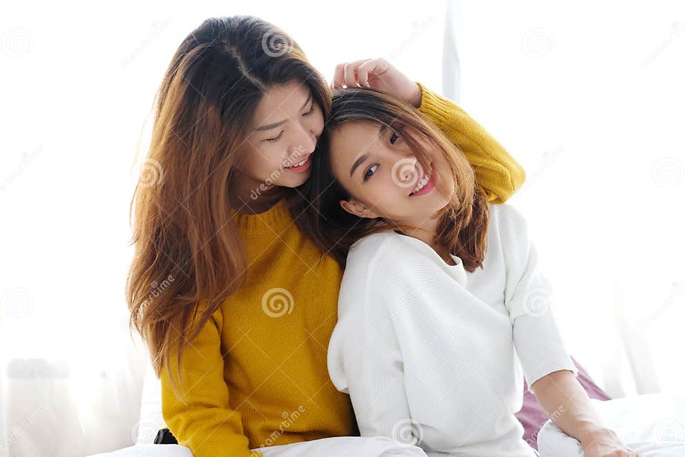 Lgbt Young Cute Asian Women Lesbian Couple Happy Moment Homosexual