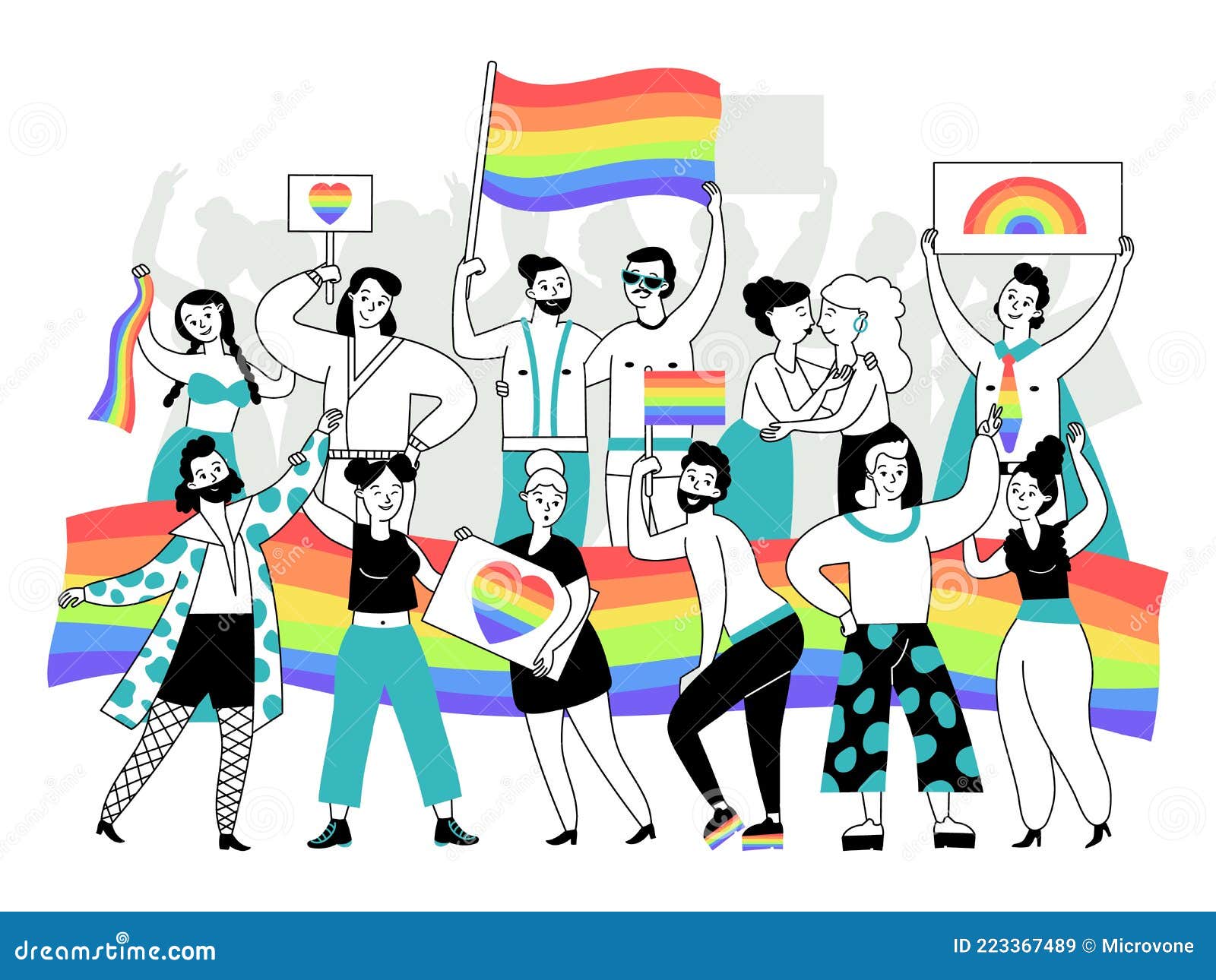 Bisexual People Copy Space Template Silhouette Vector Stock