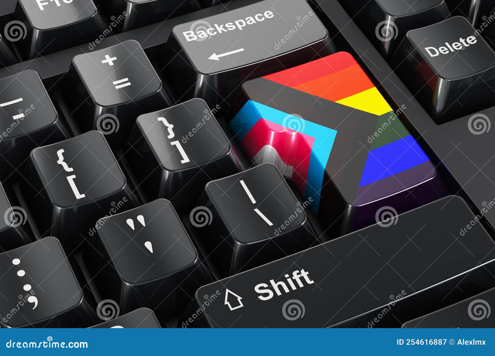 LGBTQ Flag Painted on Computer Keyboard. 3D Rendering Stock ...
