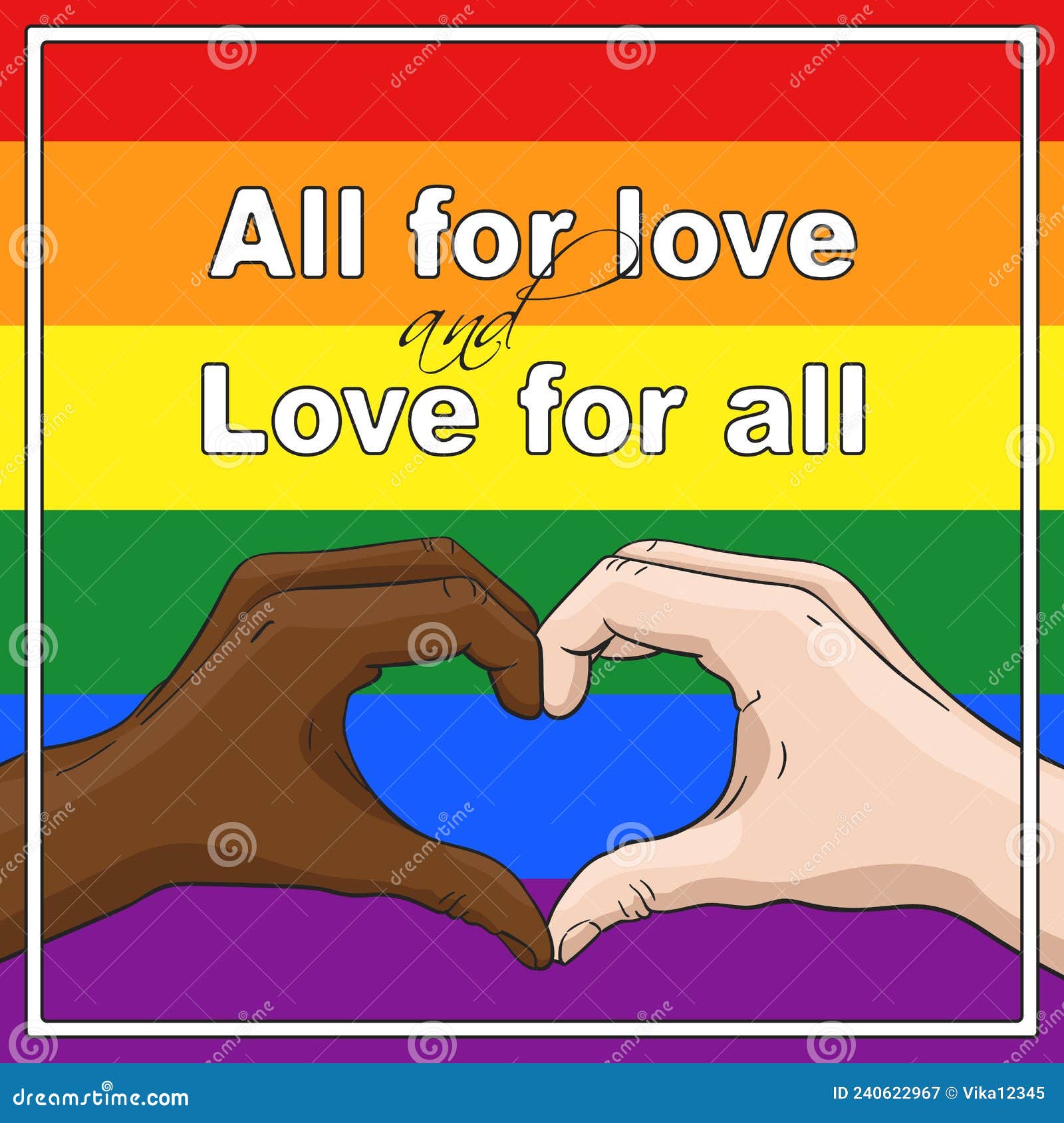 Lgbtq Gay Pride Banner With Text All For Love And Love For All