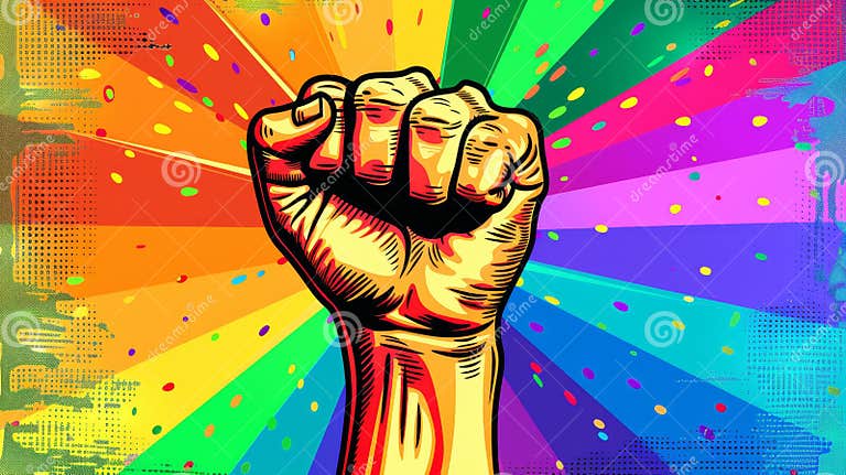 Lgbtq Pride Fist Rainbow Flag Fight Poster On Lgbt Day For Gender
