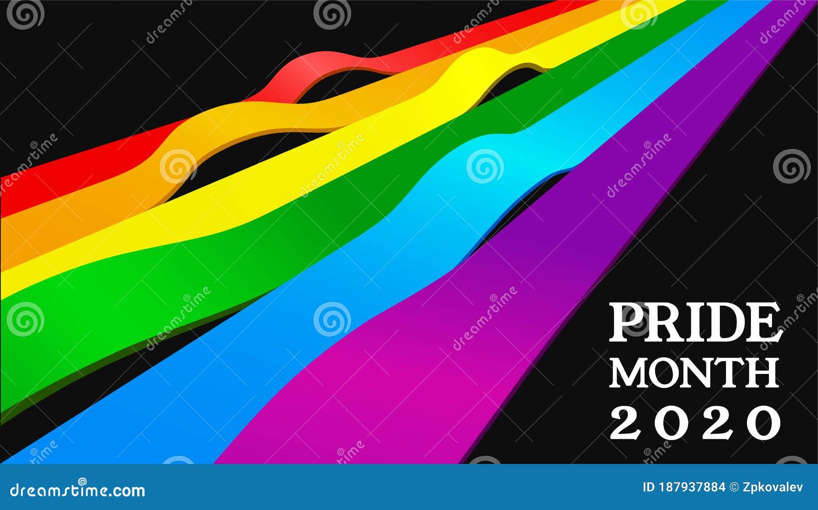 Lgbtq Pride Month Colored Label On Rainbow Flag Background Human