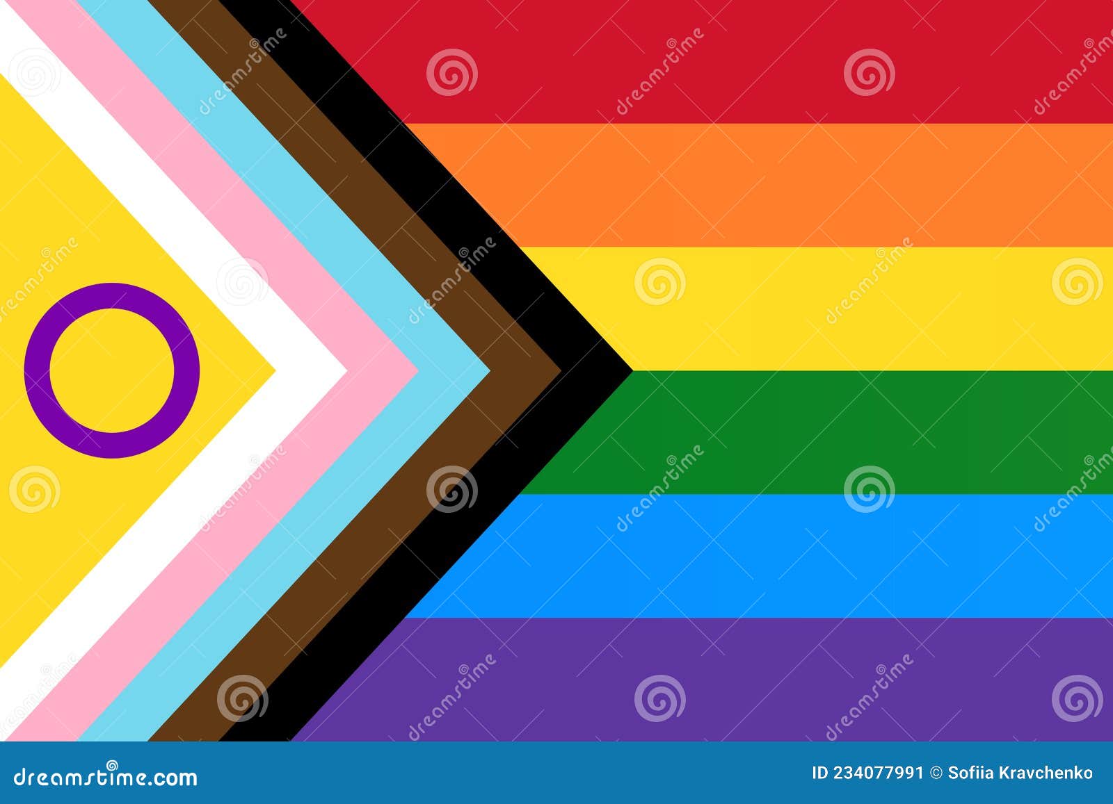 Lgbtq Progress Pride Flag With Intersex Rainbow Stock Vector
