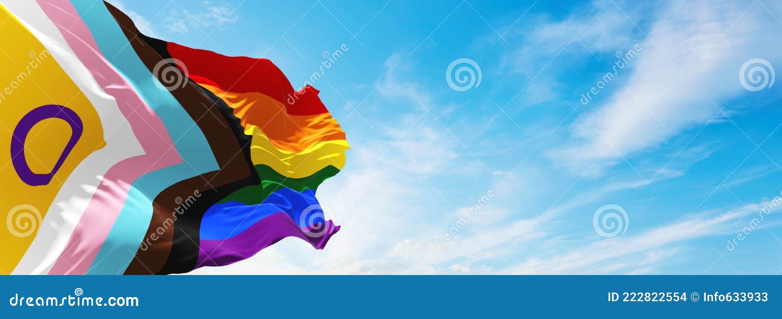 Lgbtq Progress Pride With Intersex Inclusion Flag Waving In The Wind At