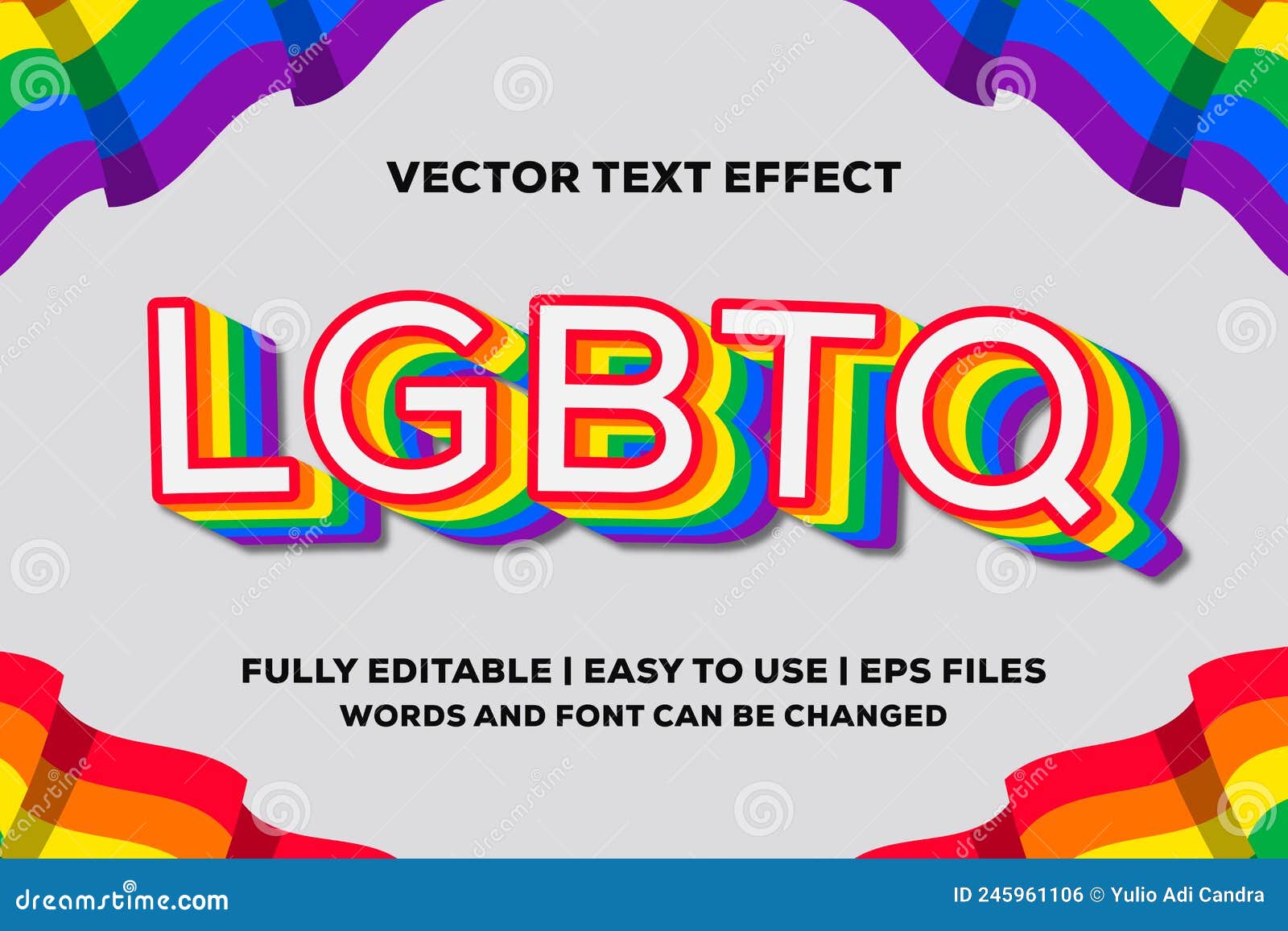LGBTQ Text Effect Fully Editable Stock Vector - Illustration of pride ...