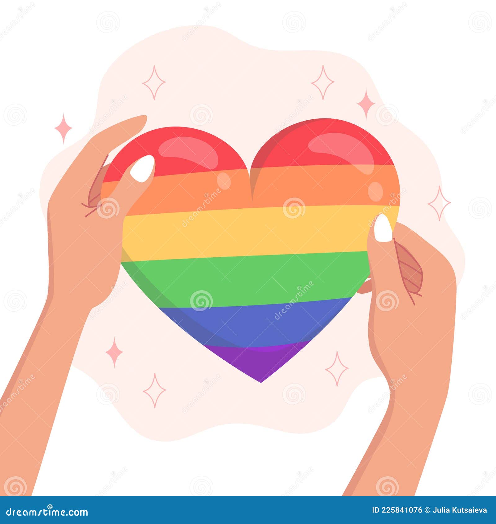 Lgbtqi Pride Heart Shaped Symbol In Hands Stock Vector Illustration