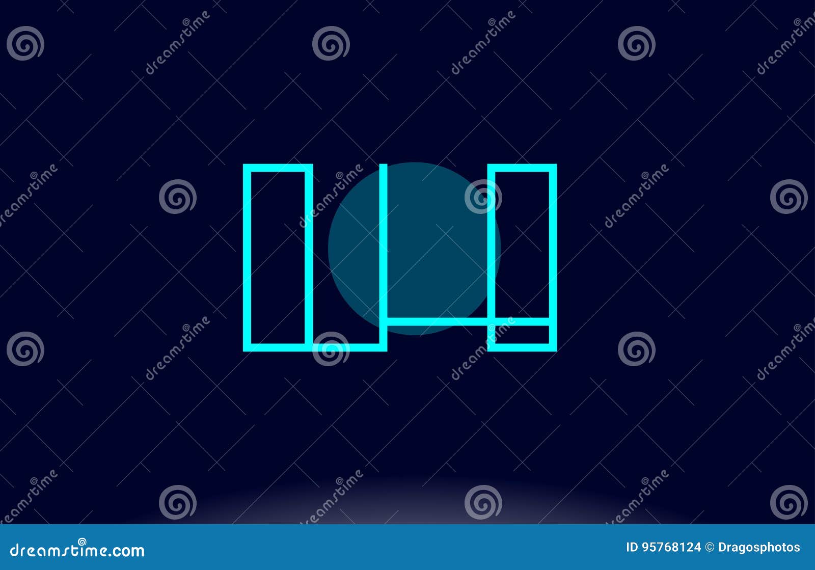 Lh L H Blue Line Circle Alphabet Letter Logo Icon Template Vector
