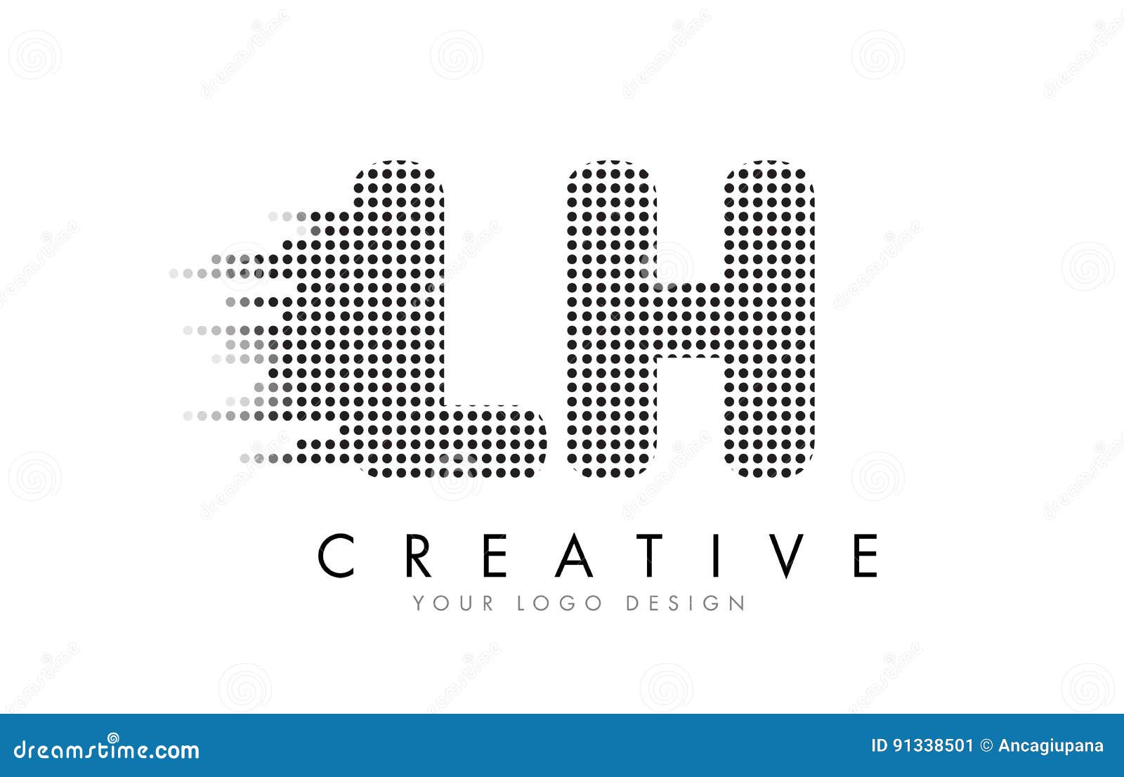 LH L H Letter Logo with Black Dots and Trails. Stock Vector ...