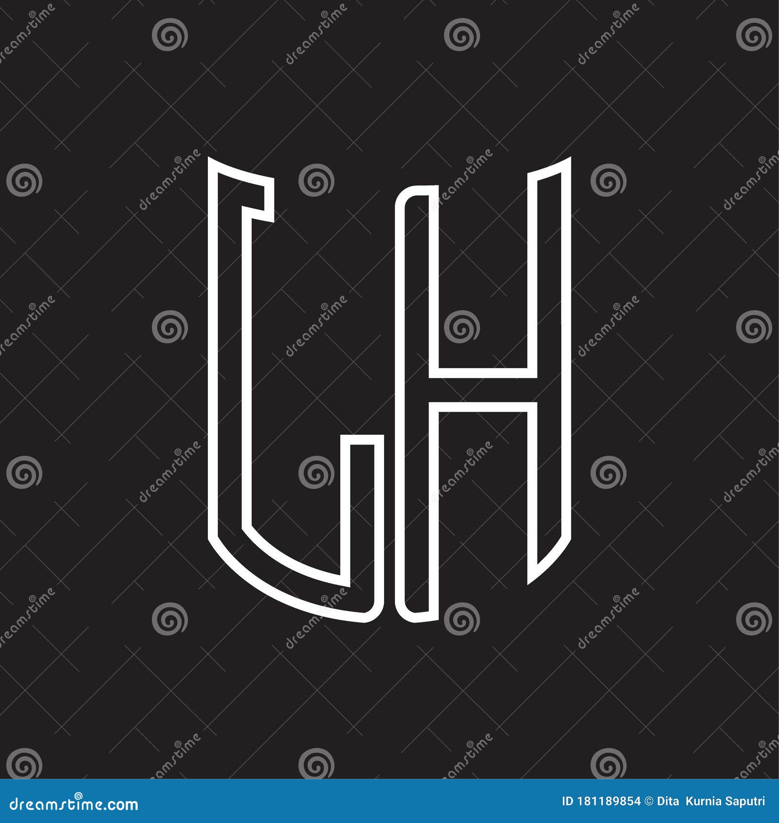 LH Logo Monogram with Ribbon Style Outline Design Template Stock Vector ...