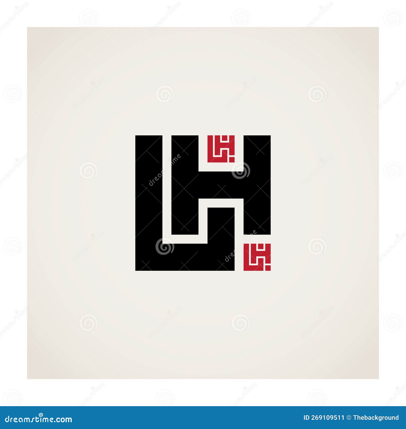 LH - Monogram or Logotype with Red Square in the Form of Miniature of ...