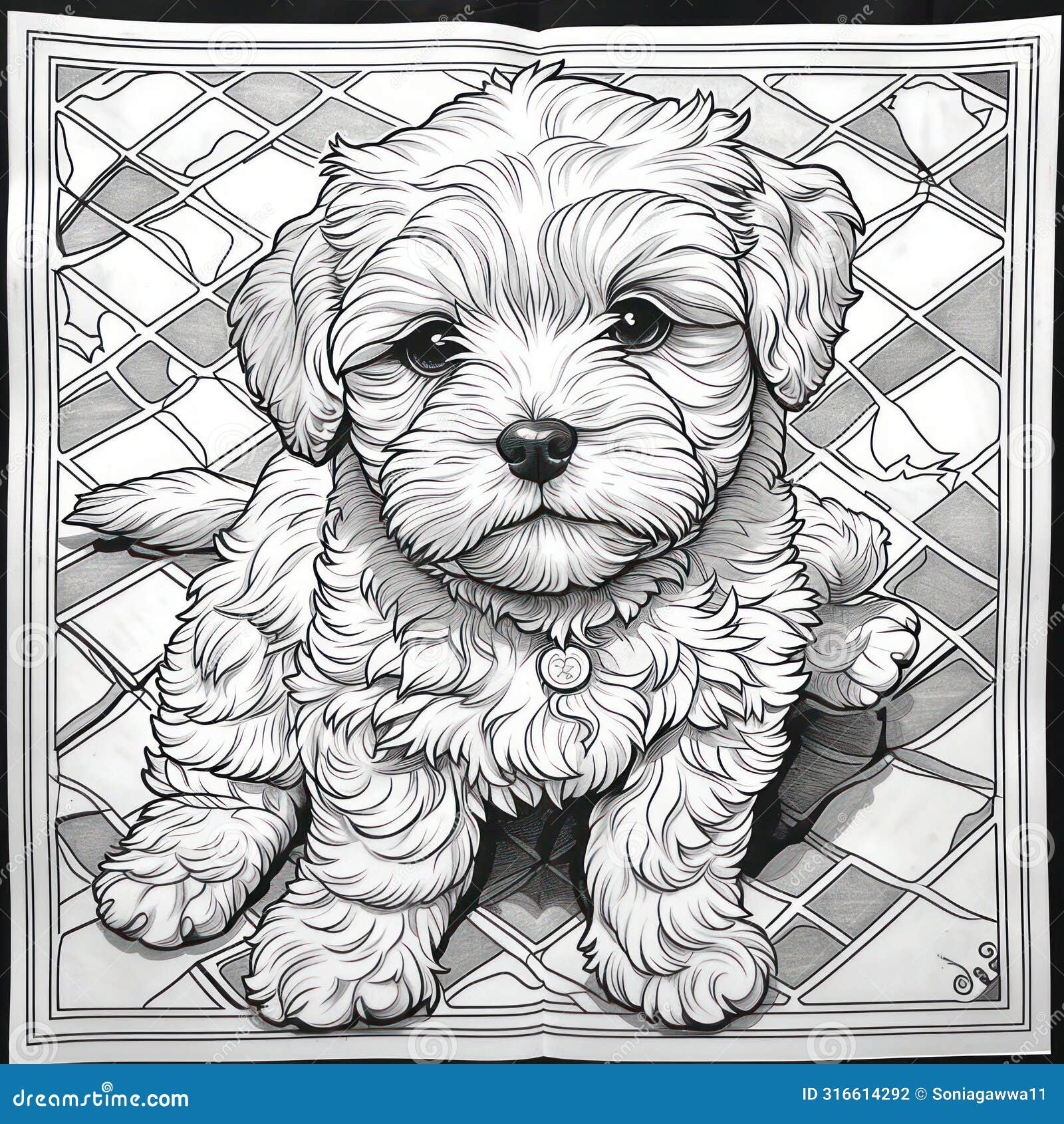 Lhasa Apso Dog Drawing Coloring Book Page Royalty-Free Stock Image ...
