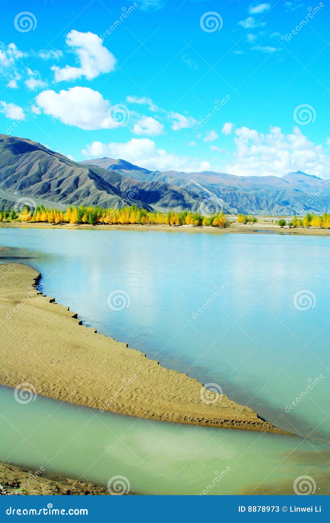 The Lhasa River stock image. Image of bank, tibet, river - 8878973