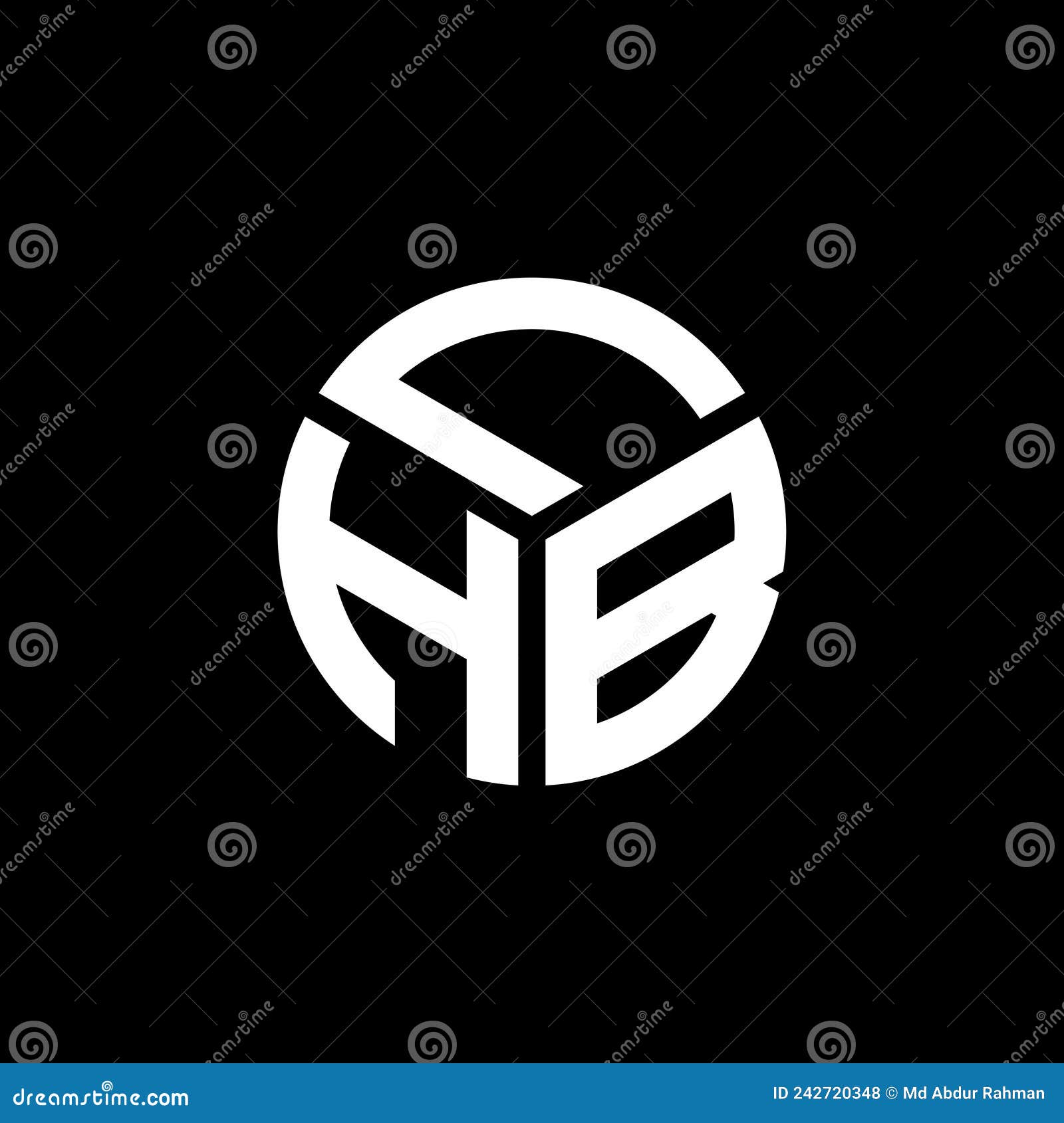 LHB Letter Logo Design on Black Background. LHB Creative Initials ...