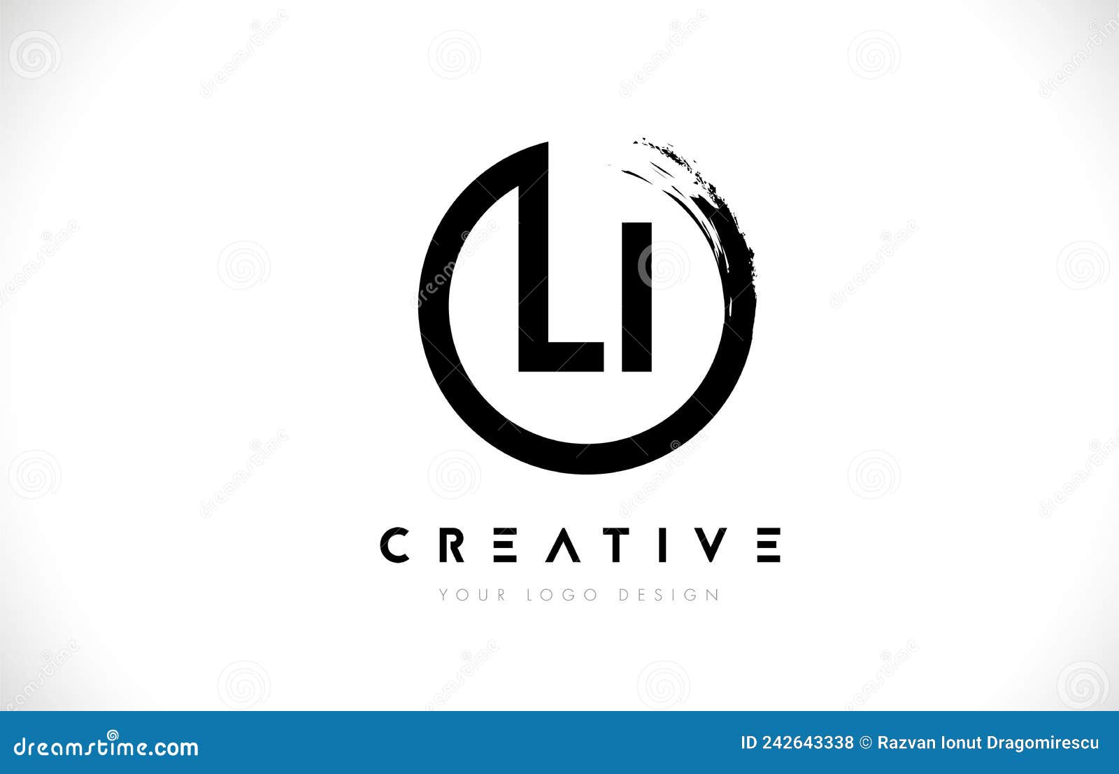 LI Letter Logo with Circle Brush Design and White Background Stock ...