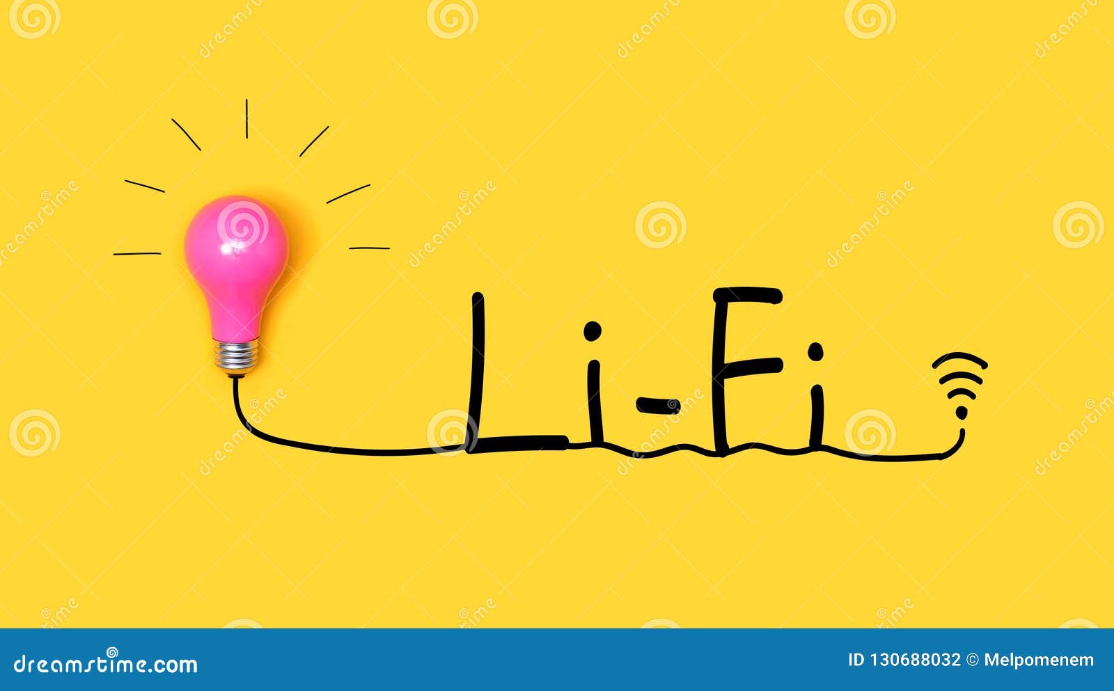 Li-Fi Wireless Communication Concept with a Light Bulb Stock Photo ...