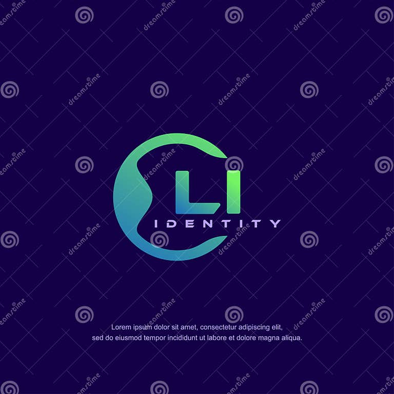 LI Initial Letter Circular Line Logo Template Vector with Gradient ...