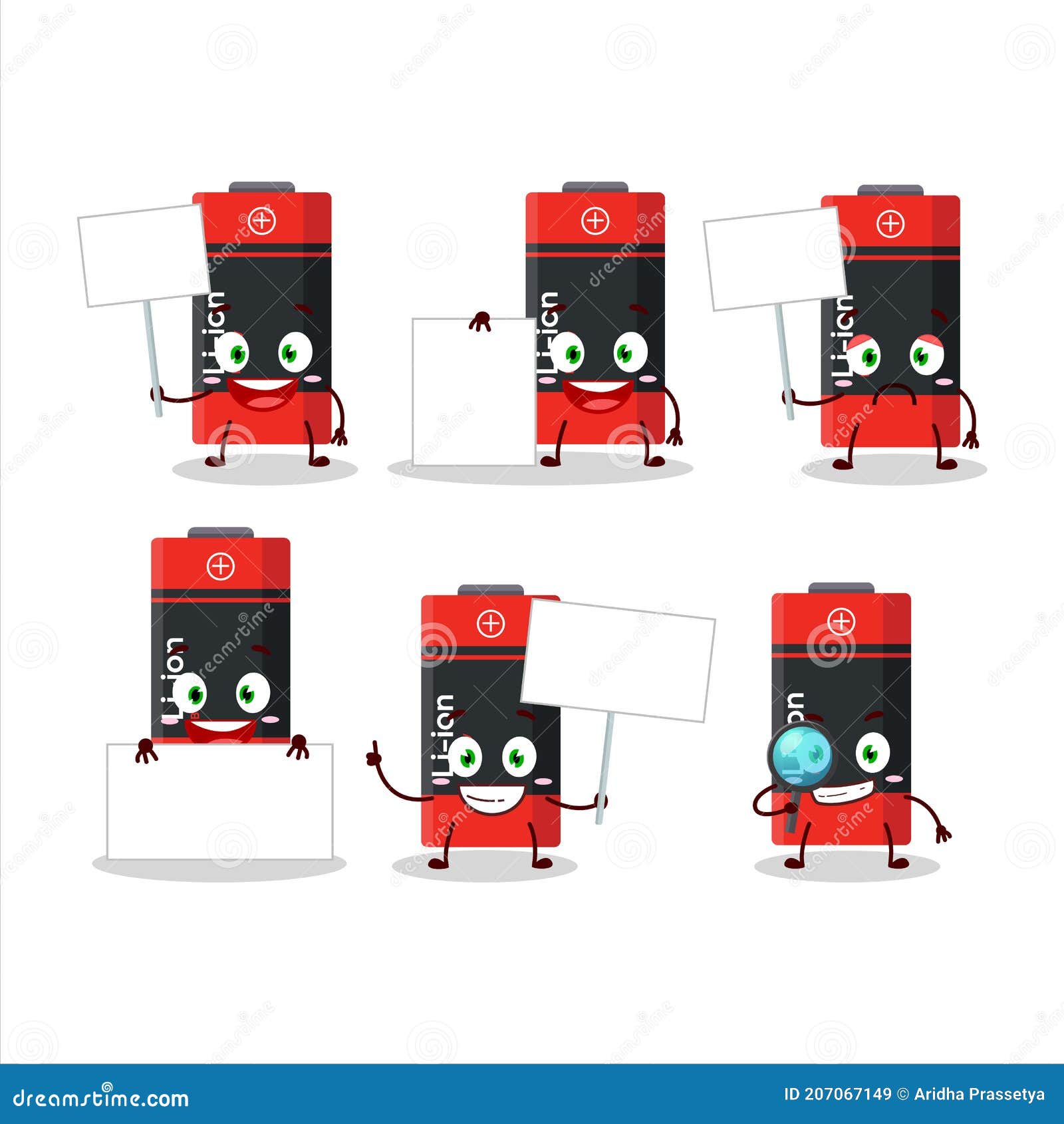 Li Ion Battery Cartoon Character Bring Information Board Stock Vector ...