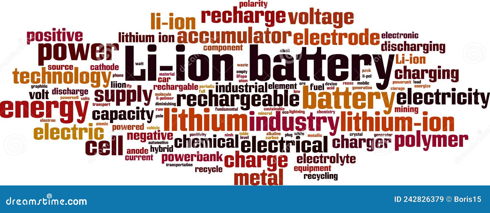 Li-ion battery word cloud stock vector. Illustration of rechargeable ...