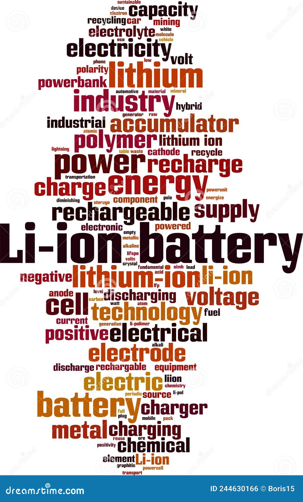 Li-ion battery word cloud stock vector. Illustration of electric ...