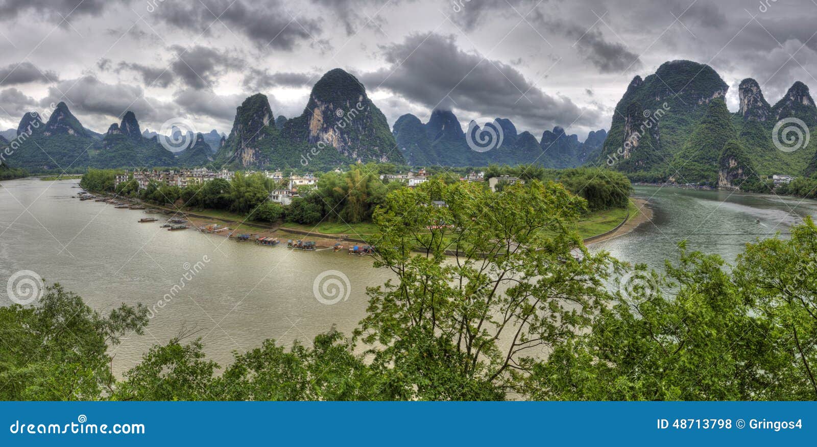 Li River Bend at Xingping Guangxi Province Stock Photo - Image of ...