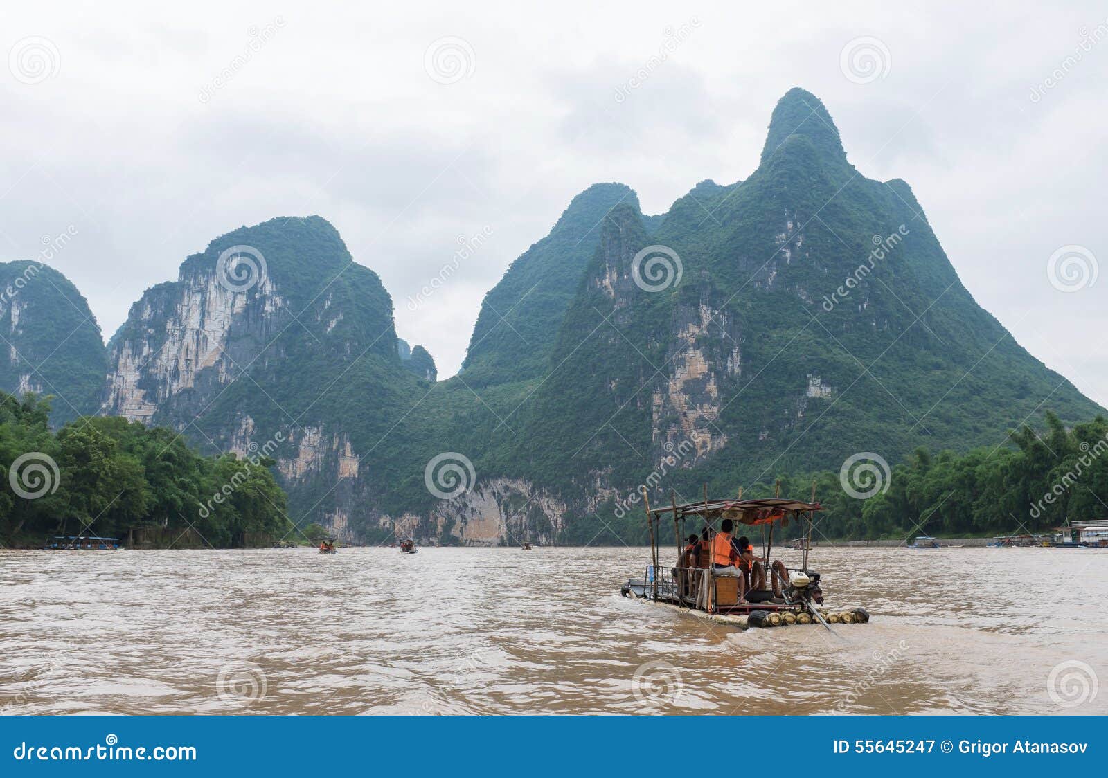 Li river boat trip, China stock image. Image of destination - 55645247