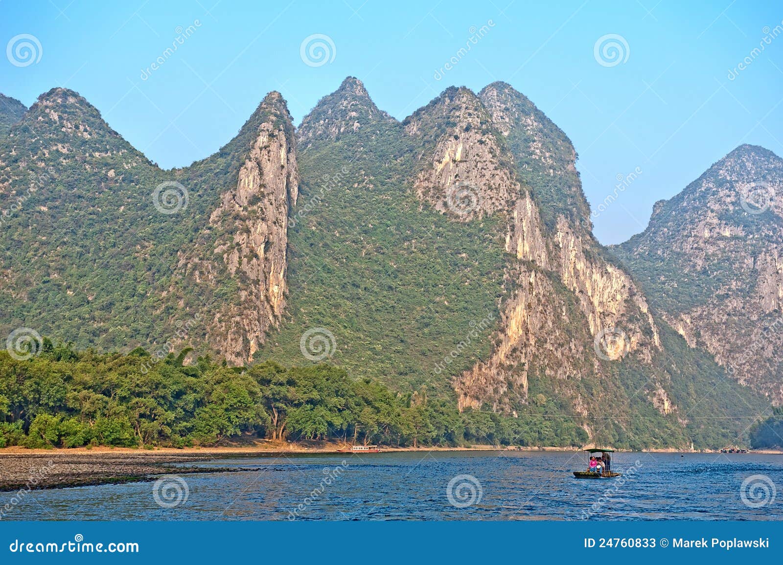 Li River Near Yangshuo Guilin Mountains Stock Image - Image of hill ...