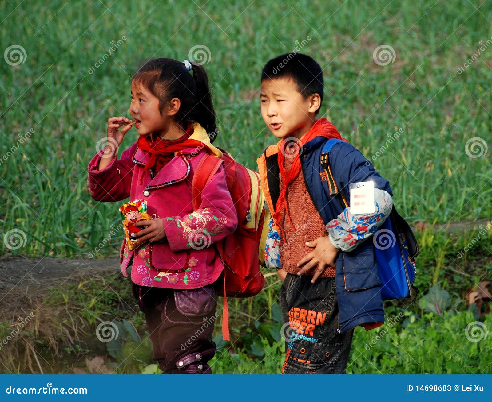 Li An Village, China: Two School Children Editorial Photo ...