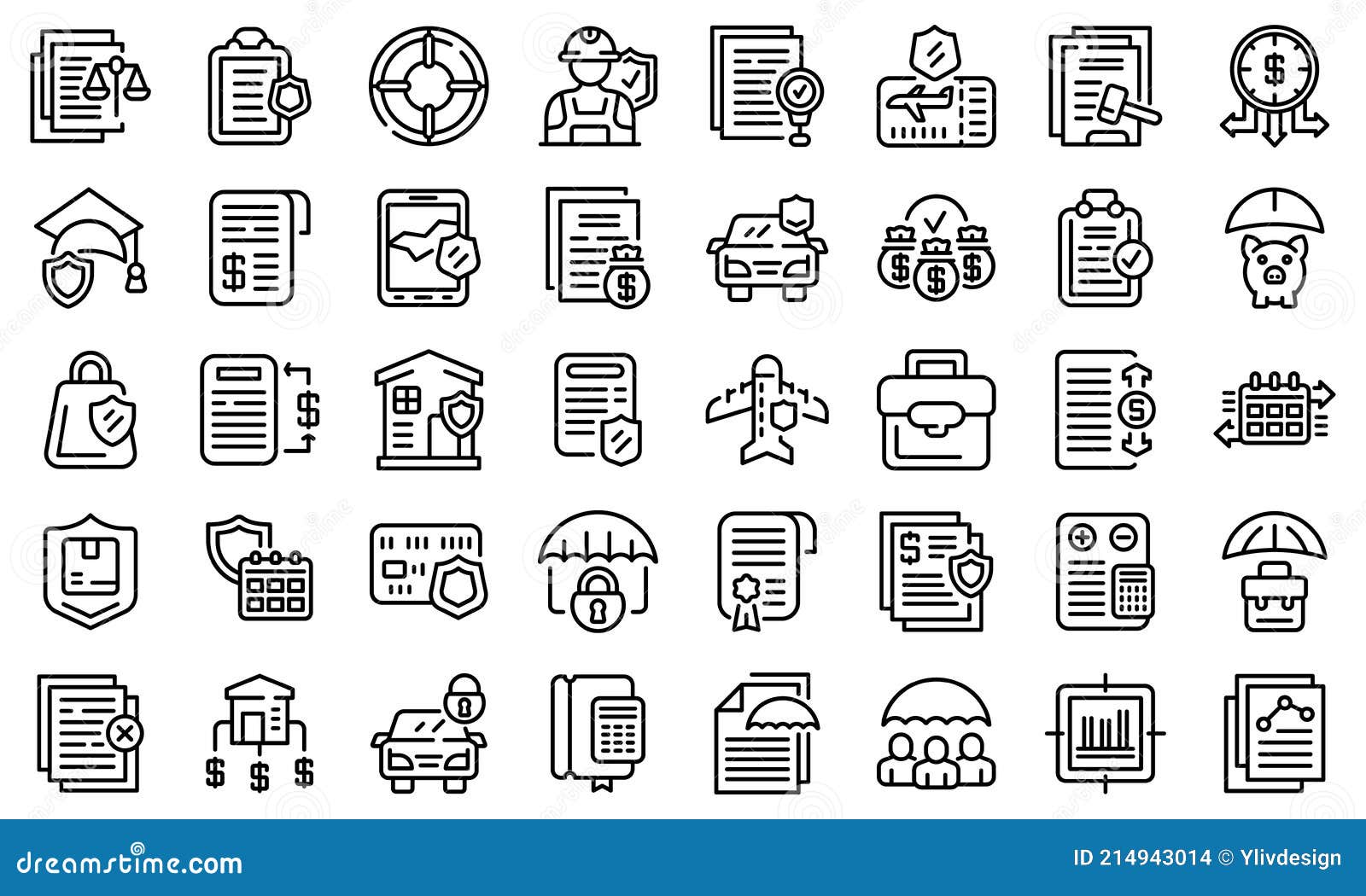 Liability Icons Set, Outline Style Stock Vector - Illustration of ...