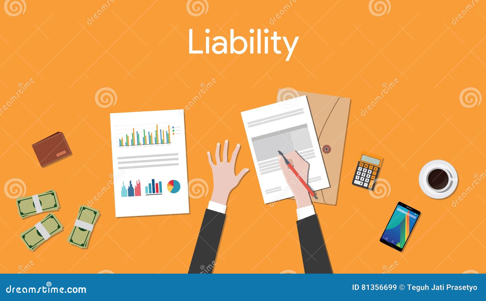 Liability Text Sign with Business Man Signing a Paper Document Graph ...