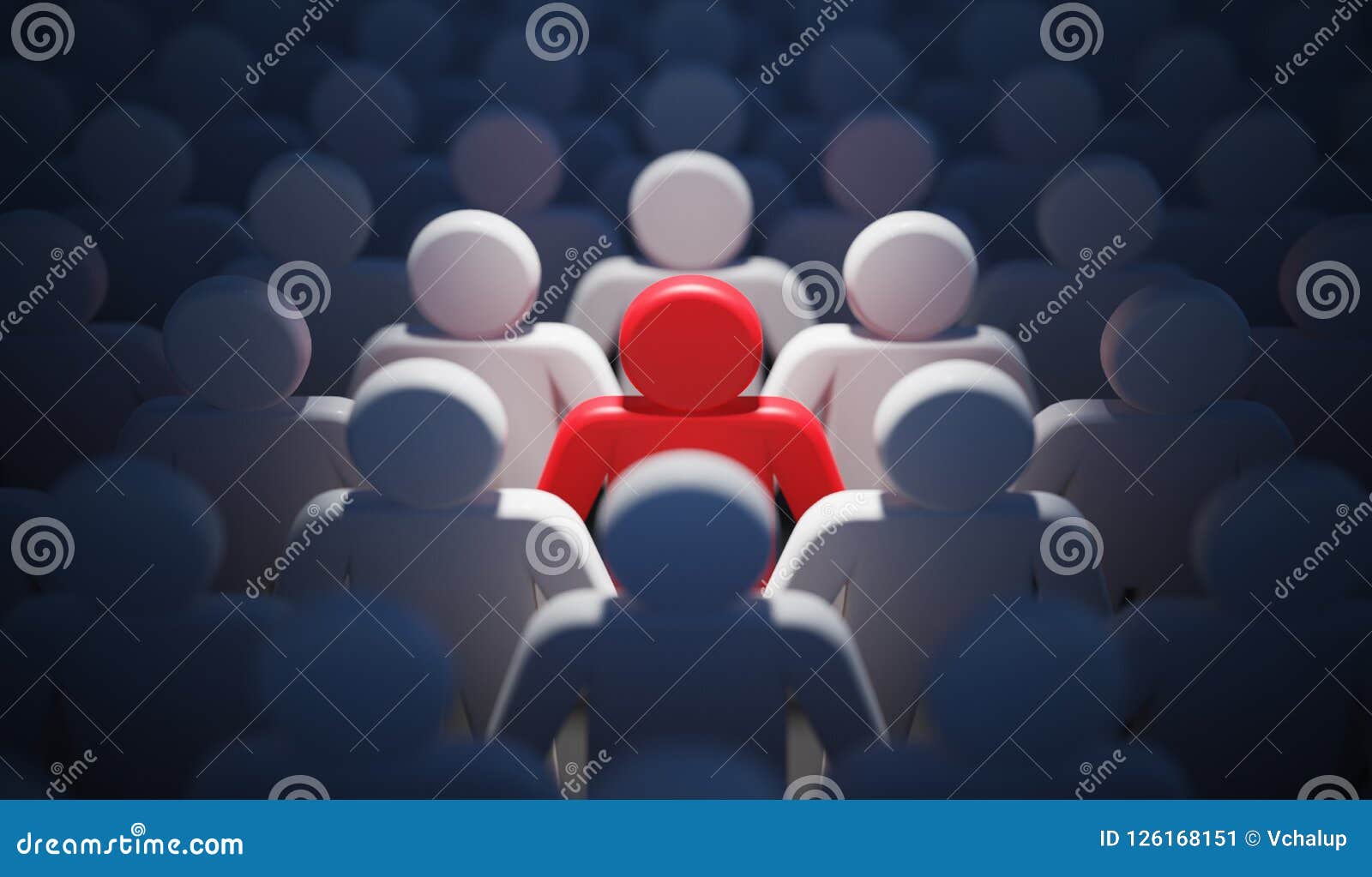 Liadership, Difference and Standing Out of Crowd Concept. 3D Rendered ...