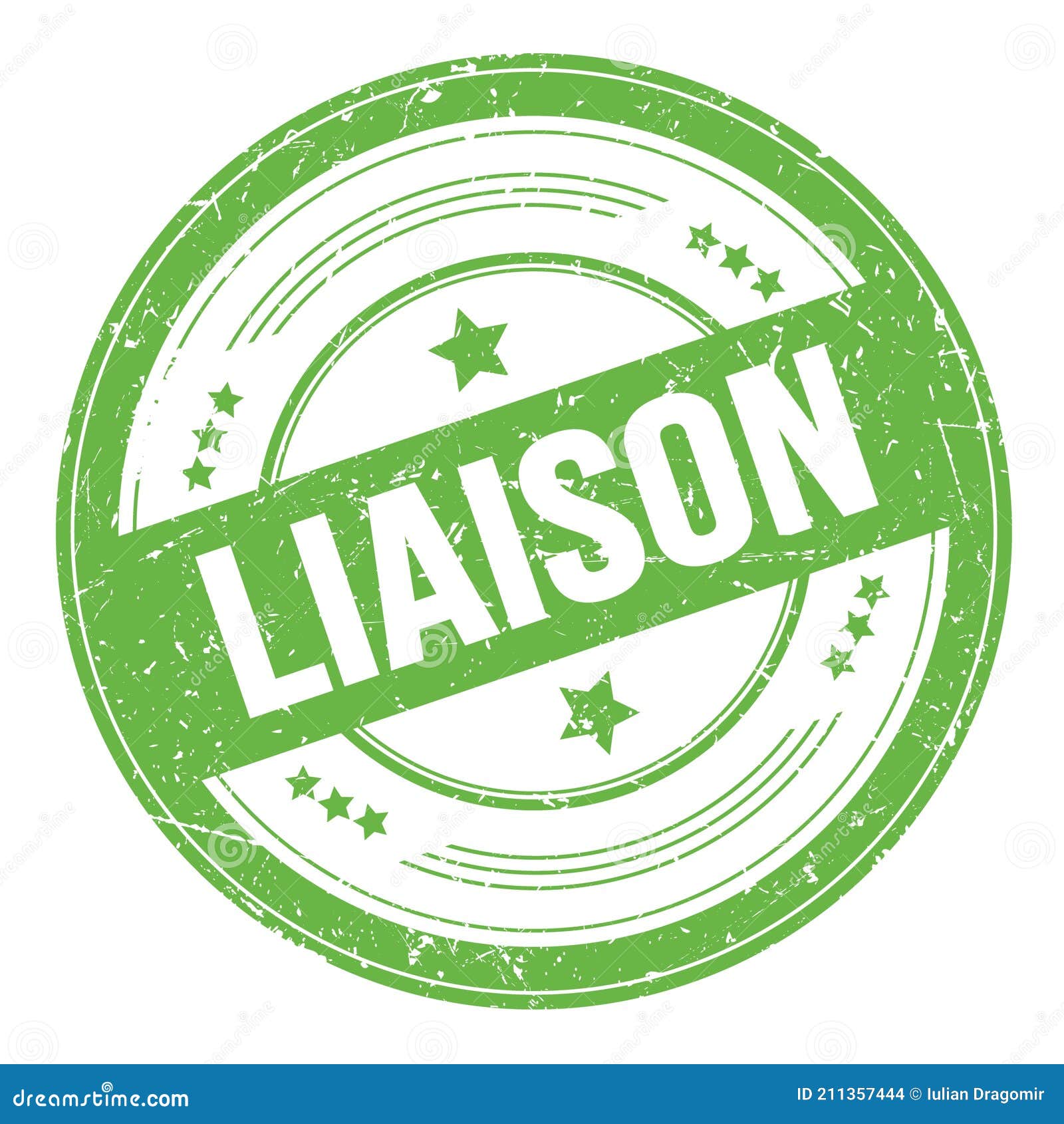 LIAISON Text on Green Round Grungy Stamp Stock Illustration ...