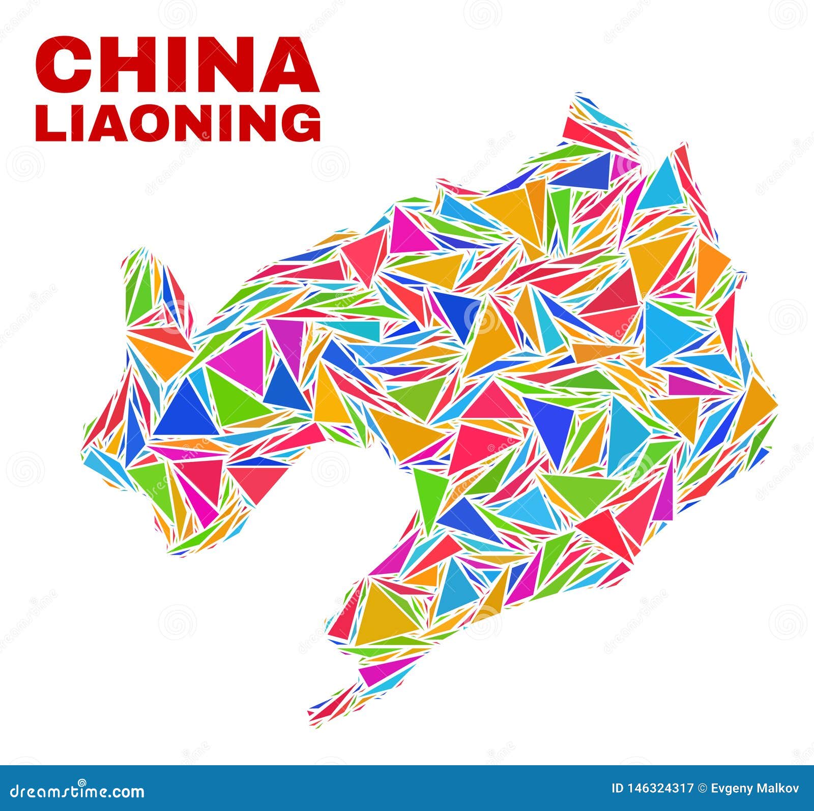 Liaoning Province Map - Mosaic of Color Triangles Stock Vector ...